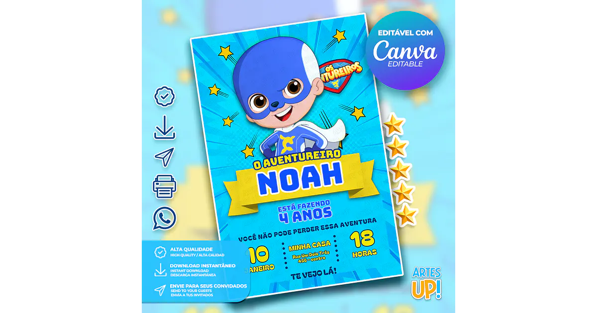 Invitación de cumpleaños de Blue Adventurer, Los Aventureros