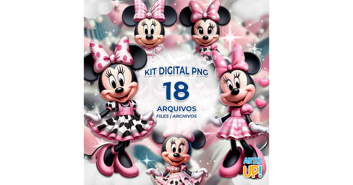 Kit Digital PNG Minnie Mouse Milk Rosa