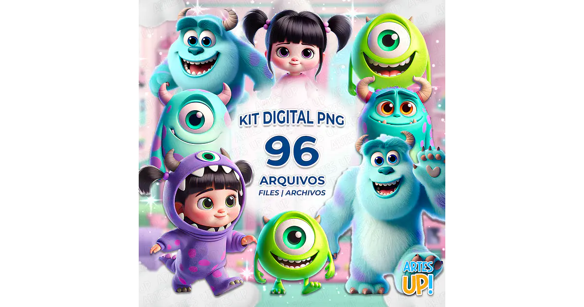 Kit Digital PNG Monstros S.A. 3D