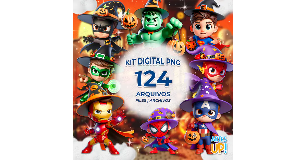 Halloween Superheroes PNG Digital Kit