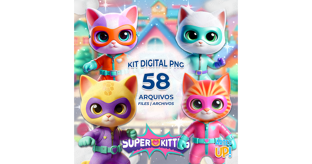 Super Kittens PNG Digital Kit