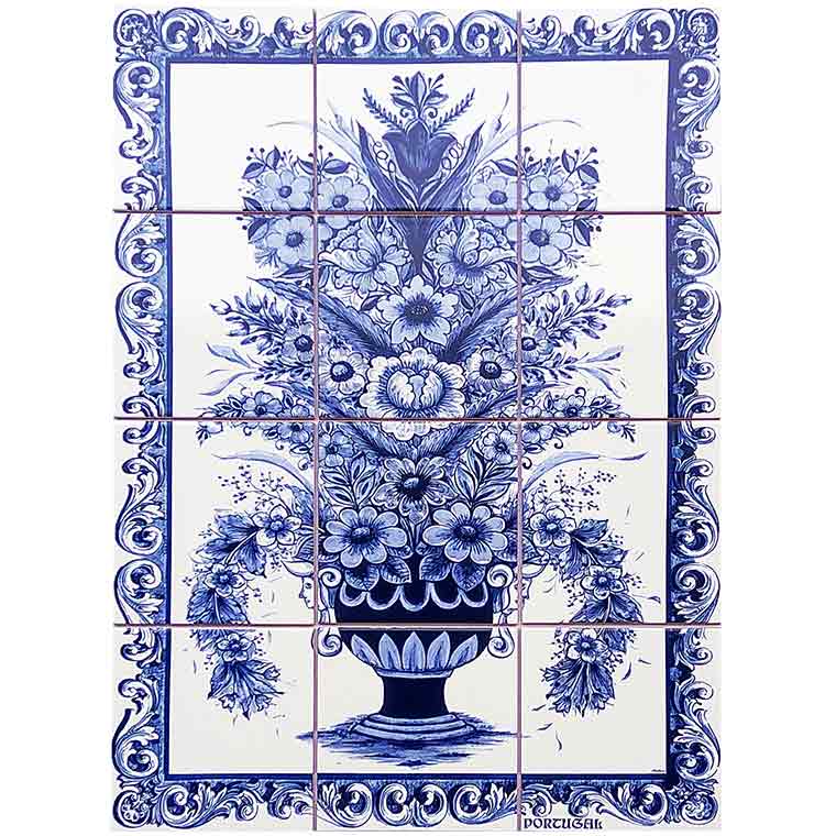 Azulejo Florão Azul 12 peças
