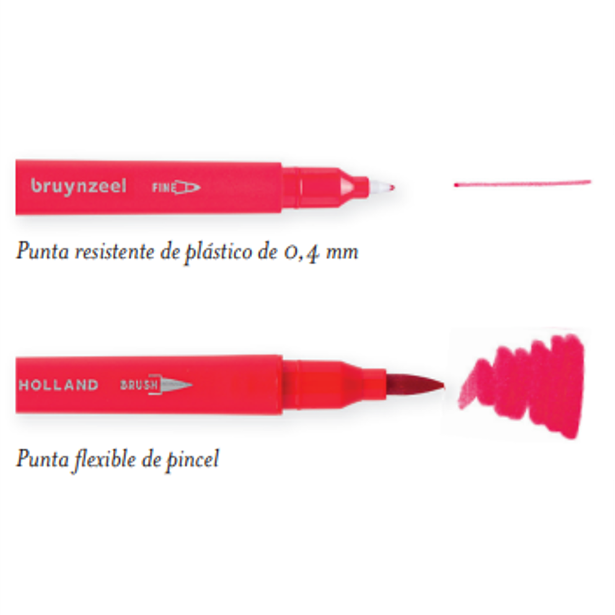 Marcadores Punta Fina/Pincel Bruynzeel 12 Colores