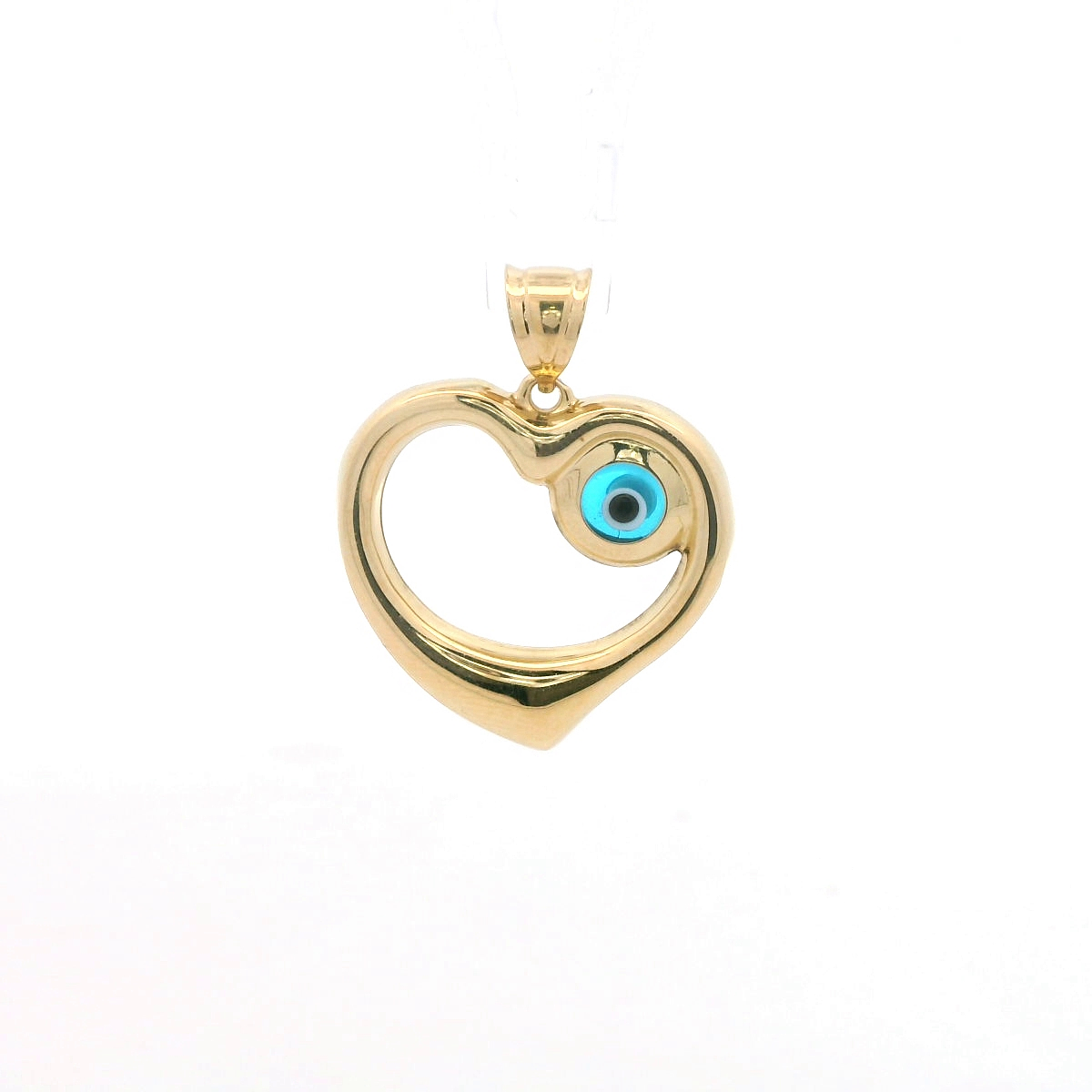 Colgante Corazón con Ojo Turco Oro Amarillo 18K – 2 g