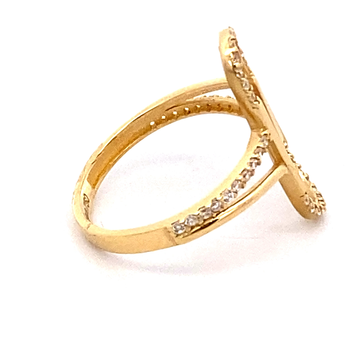 Anillo Calado Tubular Laberinto 18K con MCP Incoloras T14