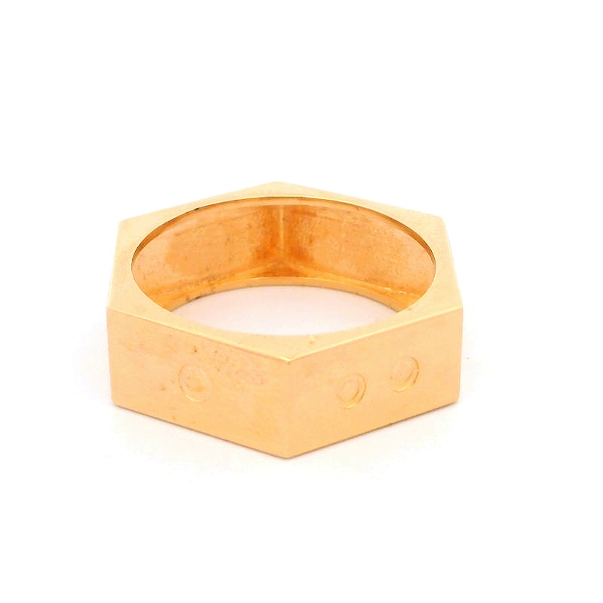 Anillo de Oro 18K Diseño Tuerca con Círculos