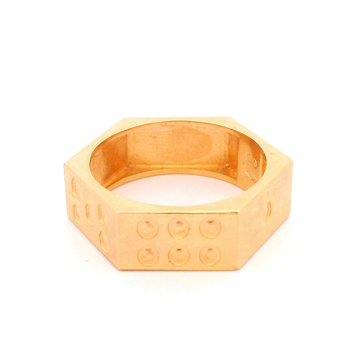 Anillo de Oro 18K Diseño Tuerca con Círculos