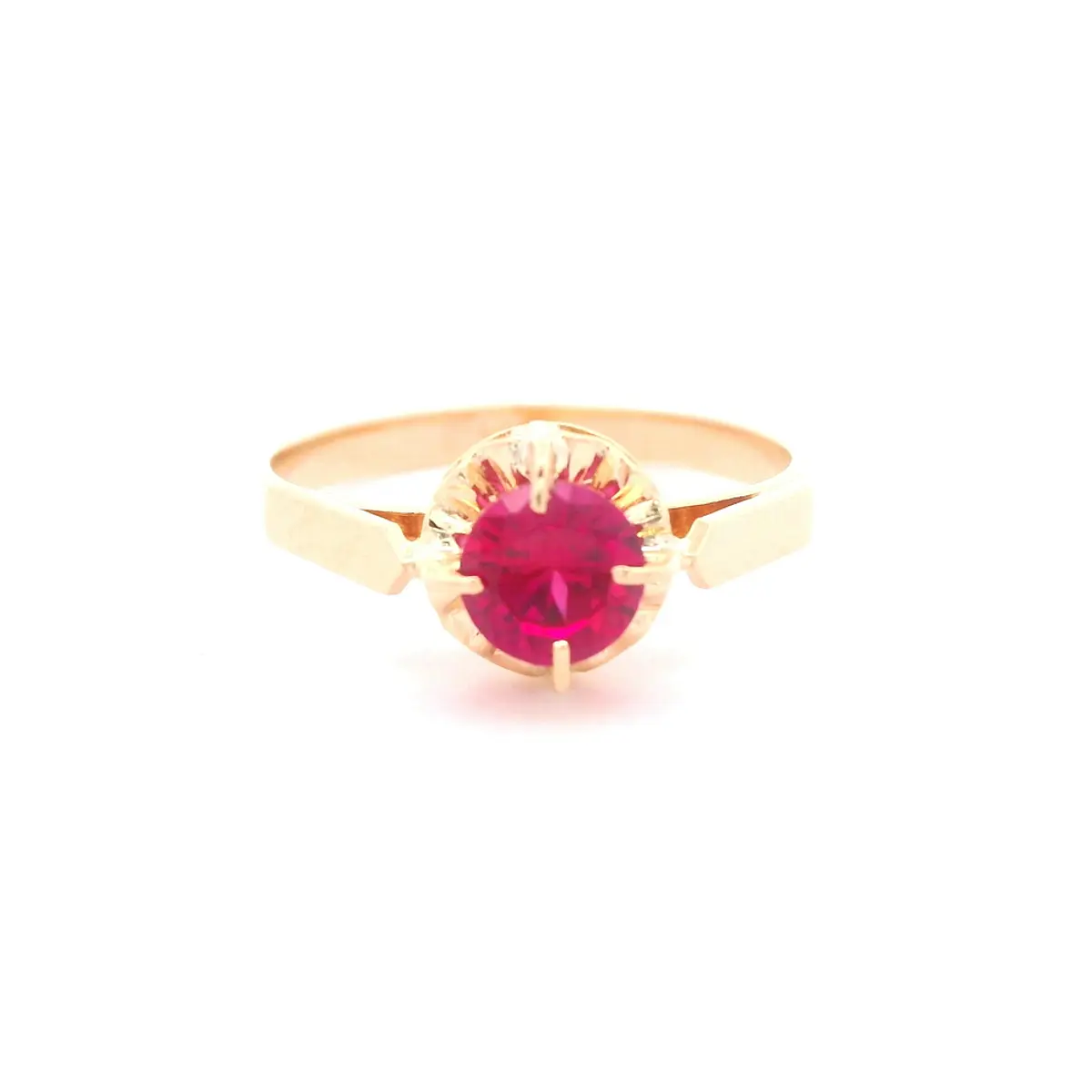 Anillo Oro Amarillo Chatón Circular 18K T12