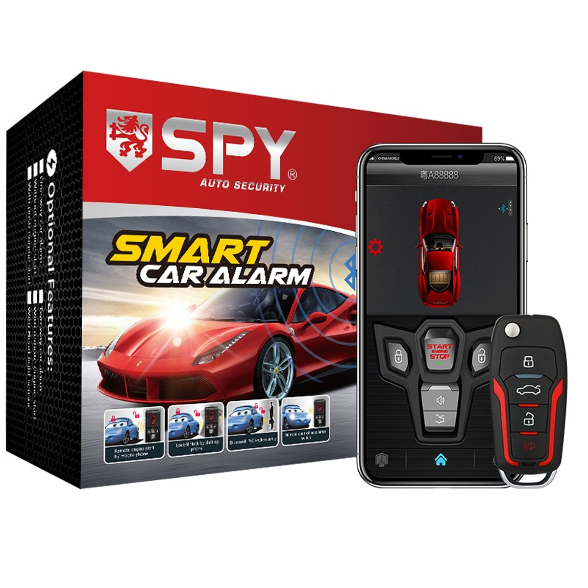 Alarma Auto PKE Con Botón Start Stop, Partida Remota, APP BT