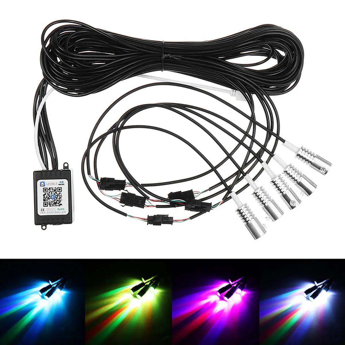 KIT Cable Hilo Led Fibra Óptica Luz RGB Tablero Puerta Auto