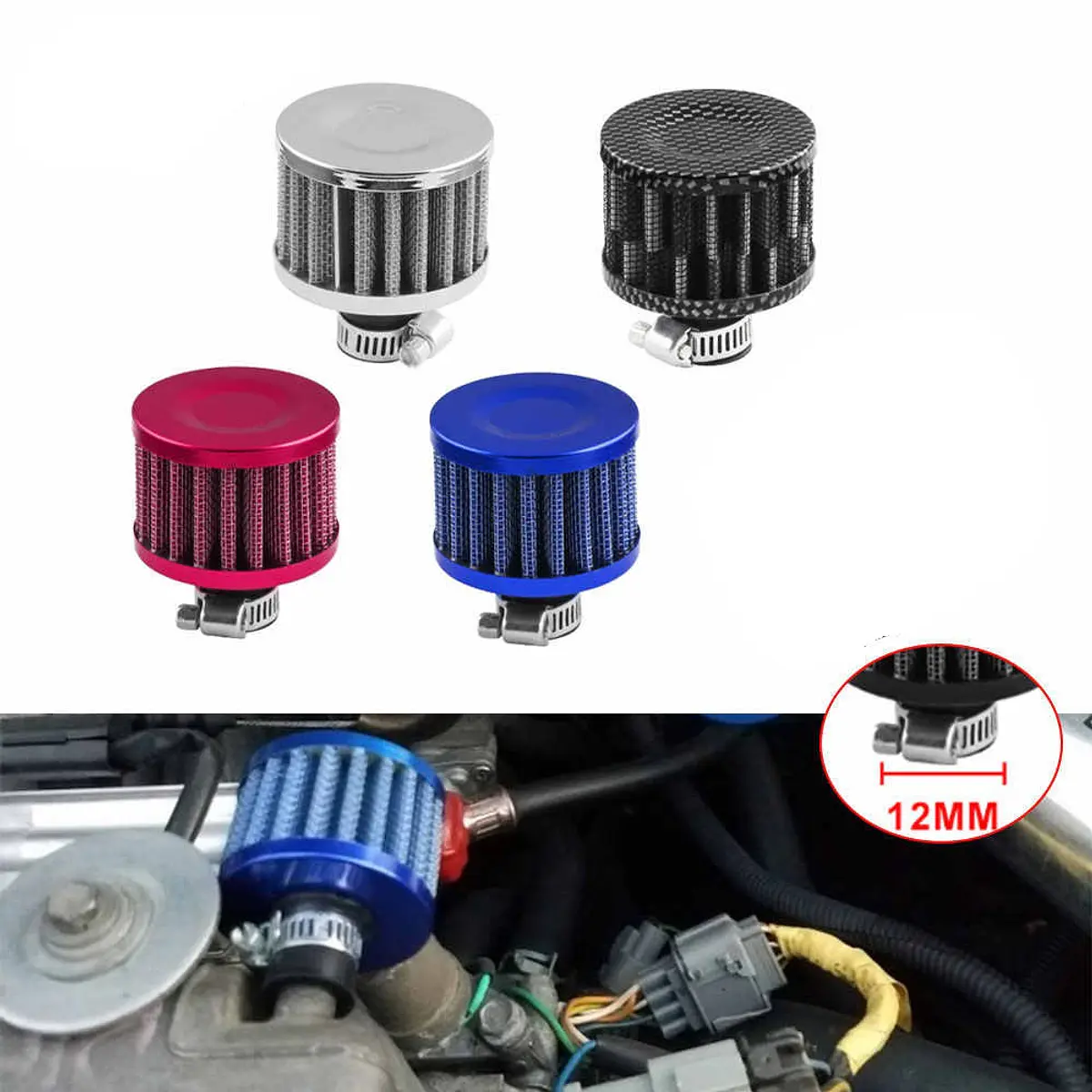 Mini Filtro Aire Tuning Alto Flujo Respiradero Manguera Auto