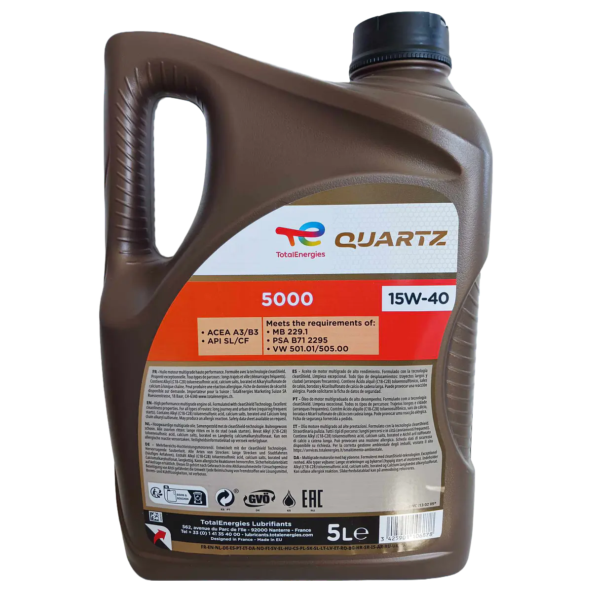 Óleo TotalEnergies Quartz 5000 15w40. 5L