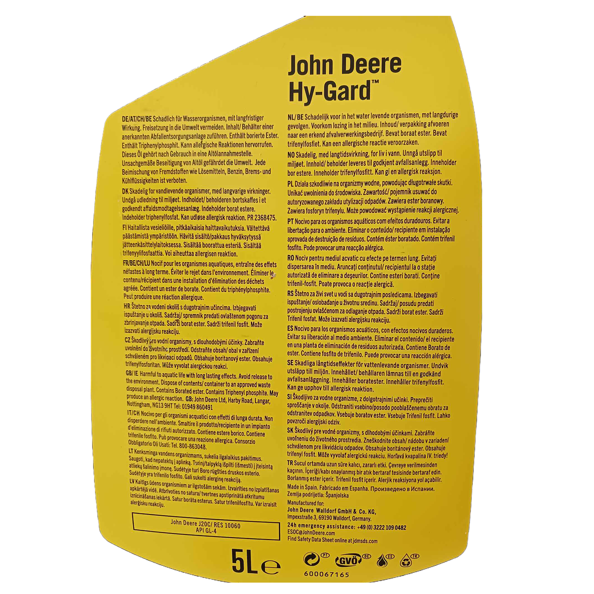 Óleo transmissão & Hidráulico John Deere Hy- Gard 5L