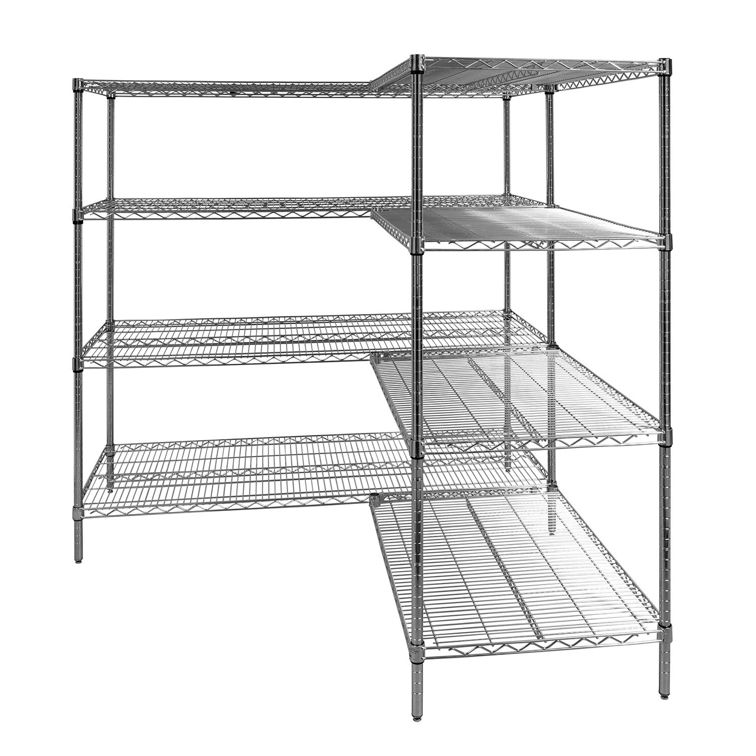 Estante En L Acero Cromado 61X(91/152)X160 Cm 4 Repisas