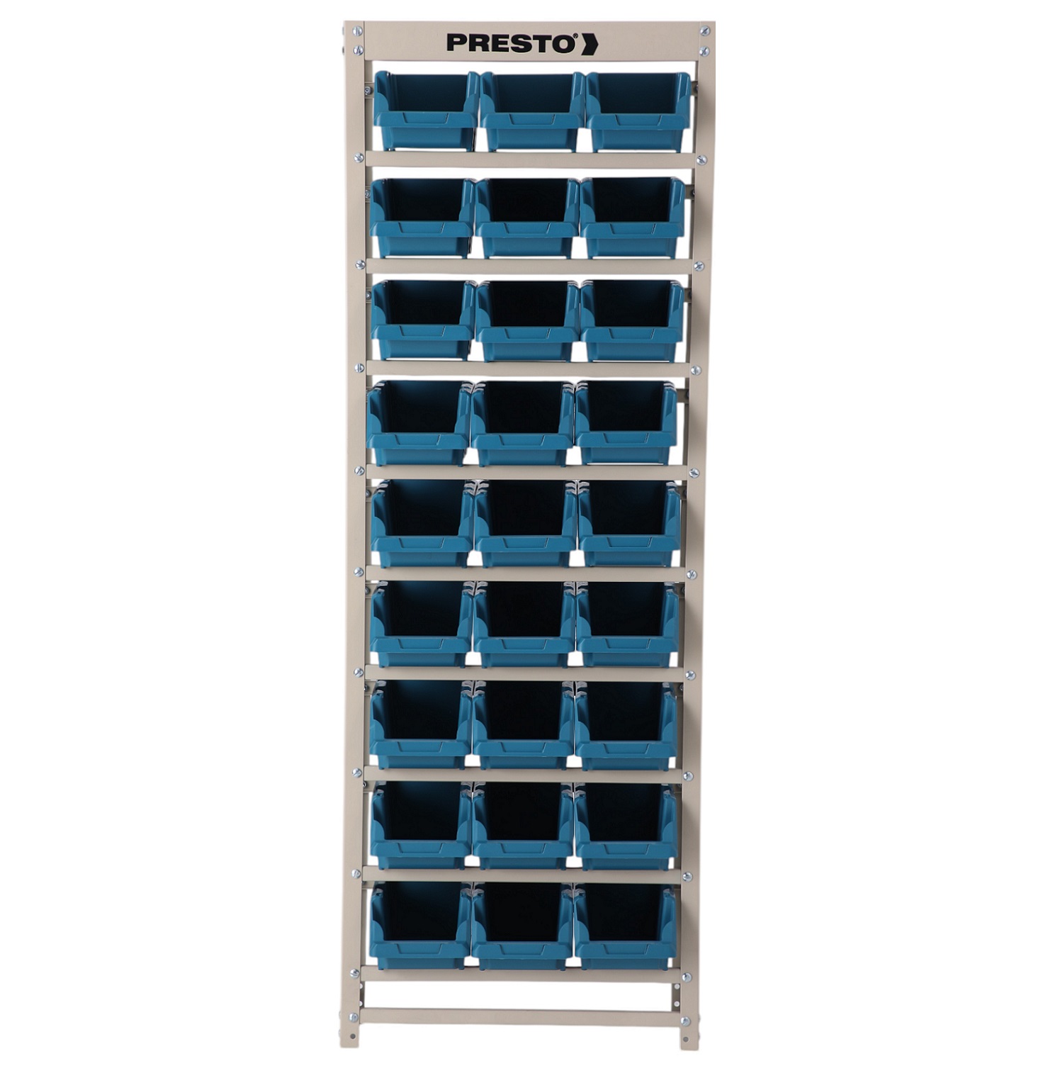 Rack 27x53x150 cm con 27 cajas de 15x26x12 cm