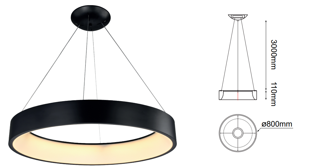 Q21092-BK Lámpara Theo LED D800*H110 LED 127V 92W