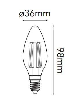 Foco C35 (Tipo Vela) 35-2703-WW, E12, 4W, 400lm, Ra>80...