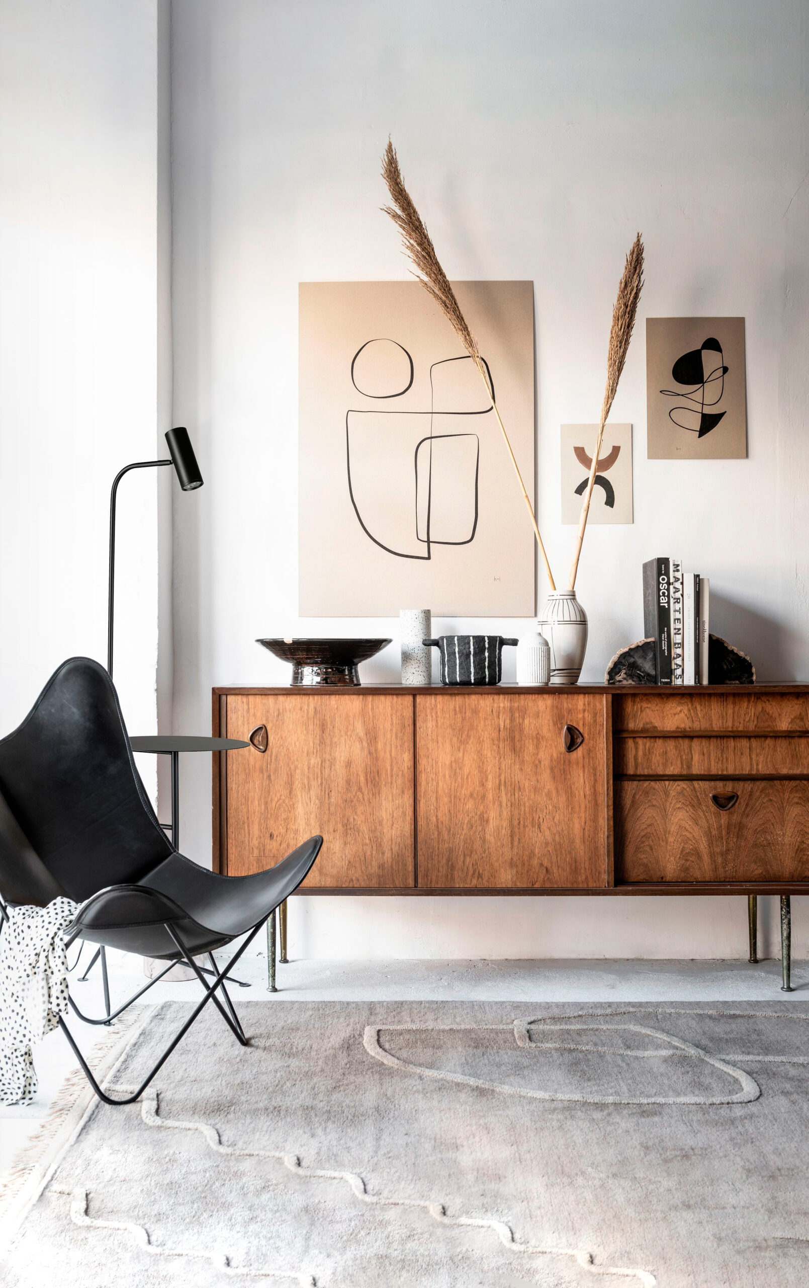 Q70270-BK Seki Lampara de piso GU10 3W Metal y Mármol