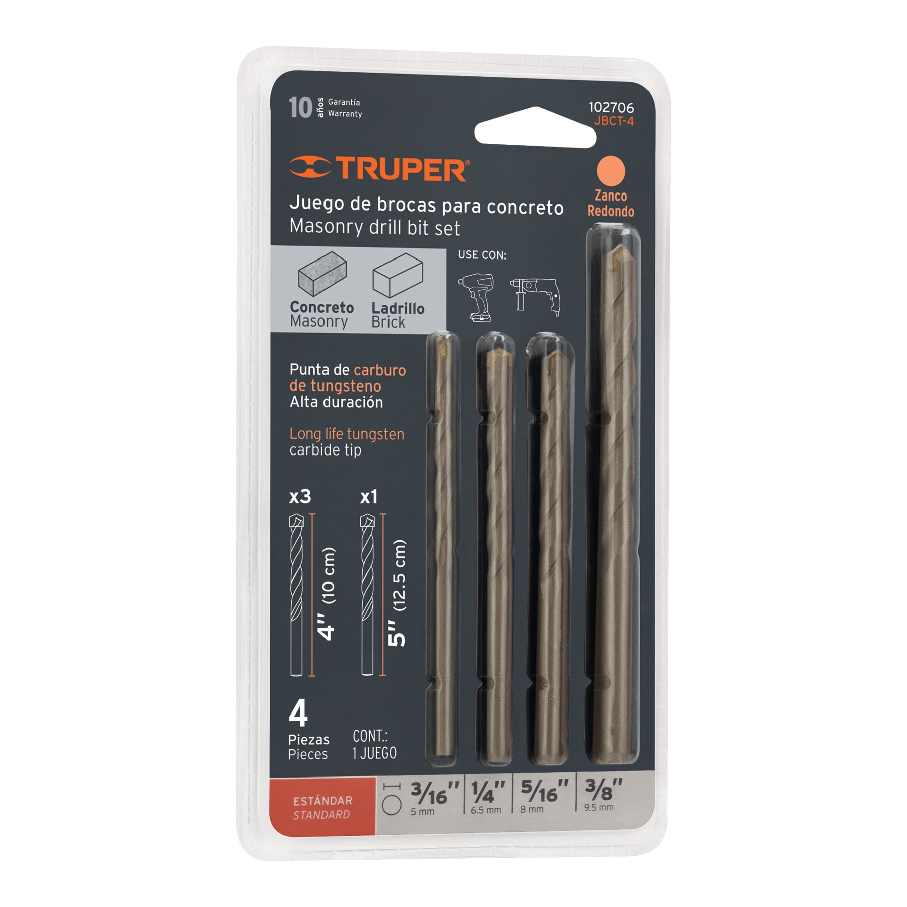 Brocas Concreto Truper 102706 4 Pzas P3 Tungsteno | Aztools