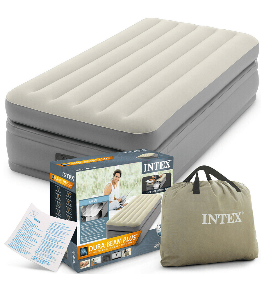 Colchón Inflable Intex Set 2 Plazas Azul 152X203X25 Cms