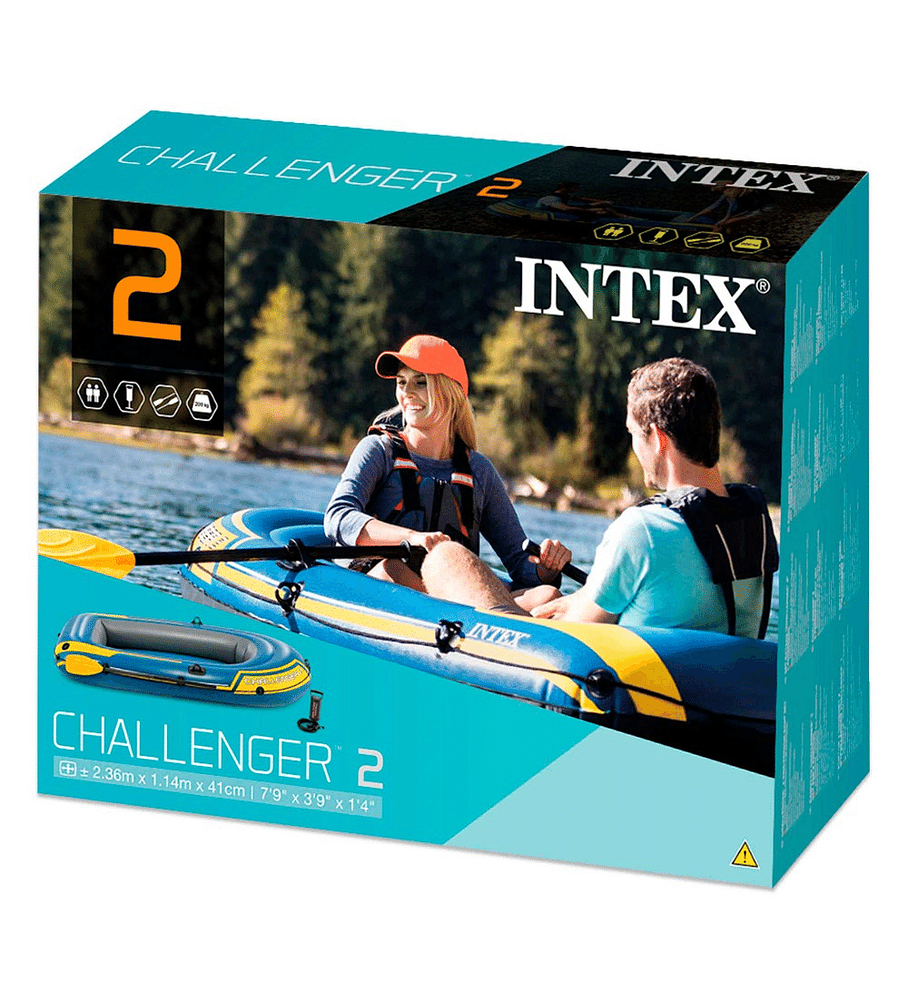Bote Inflable Intex Challenger 2 Set + Remos + Inflador C...