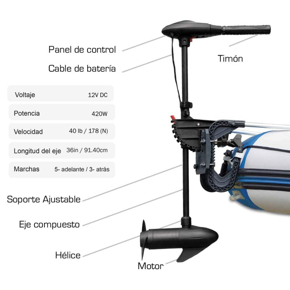 Motor Eléctrico Intex Trolling 5 Velocidades Batería 12V ...