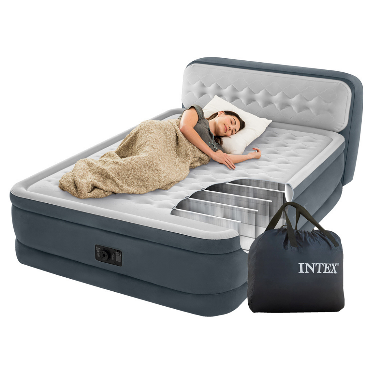 Colchón Inflable Eléctrico Intex 2 Plazas 152x203x46 Cm R...