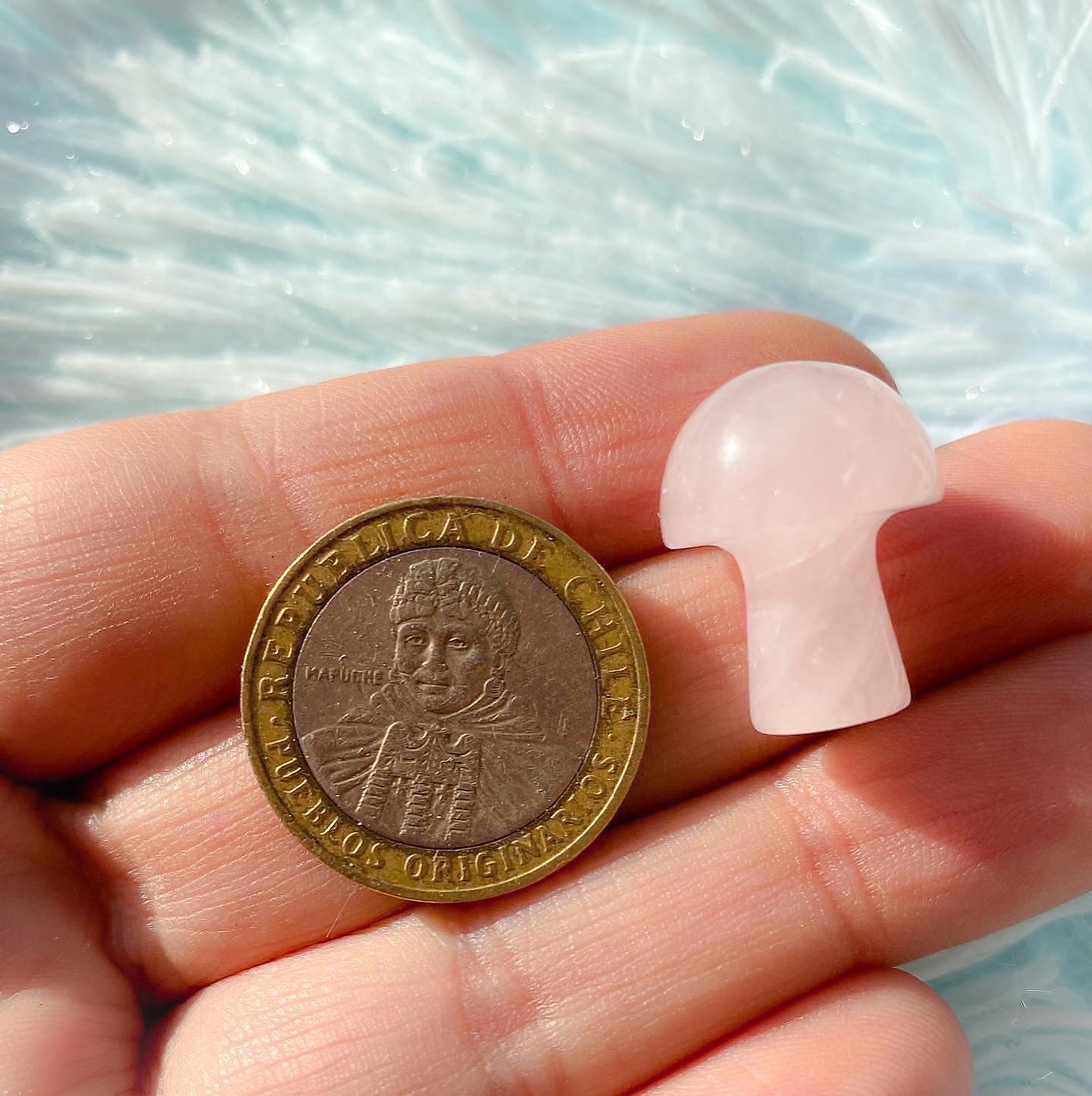 Mini hongos cuarzo rosa