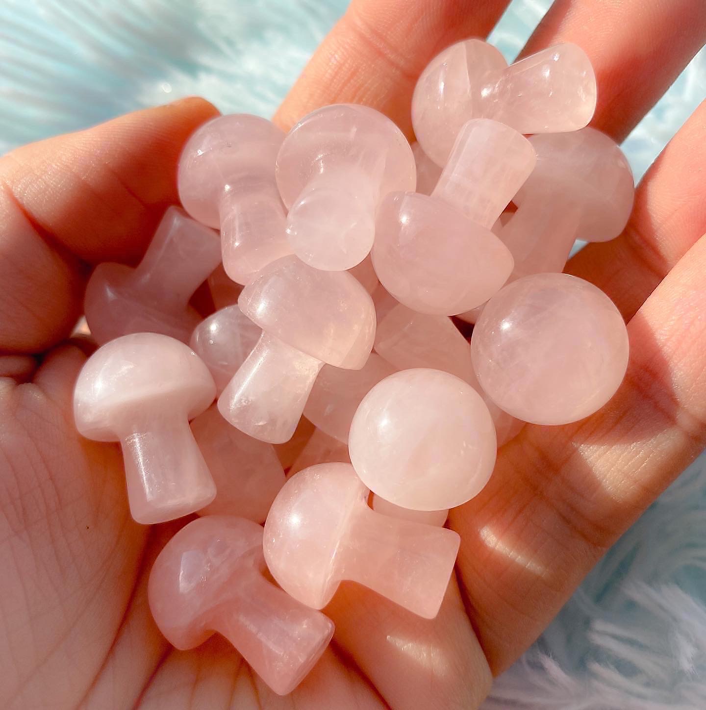 Mini hongos cuarzo rosa