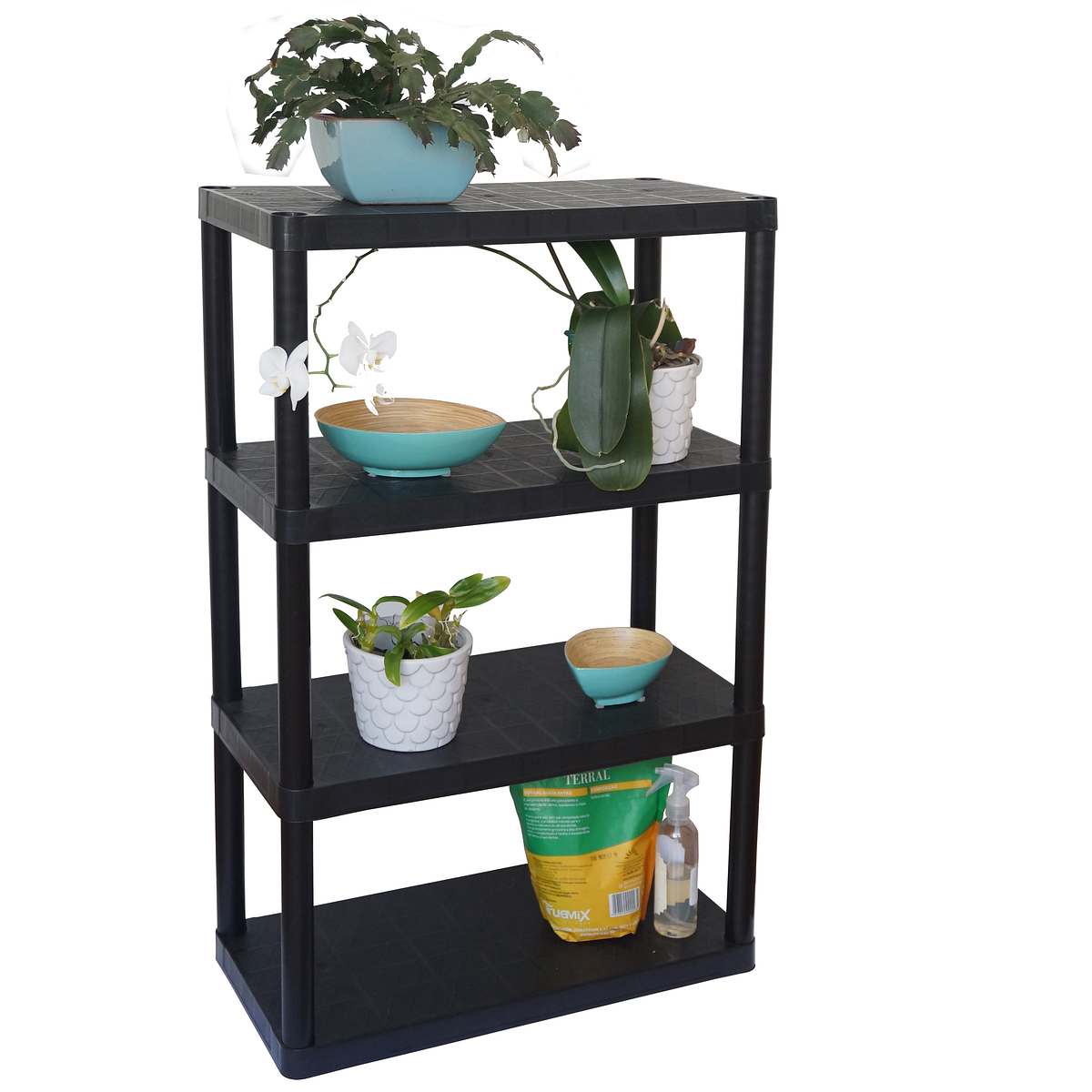 Estante Modular Plástico 4 Niveles Negro