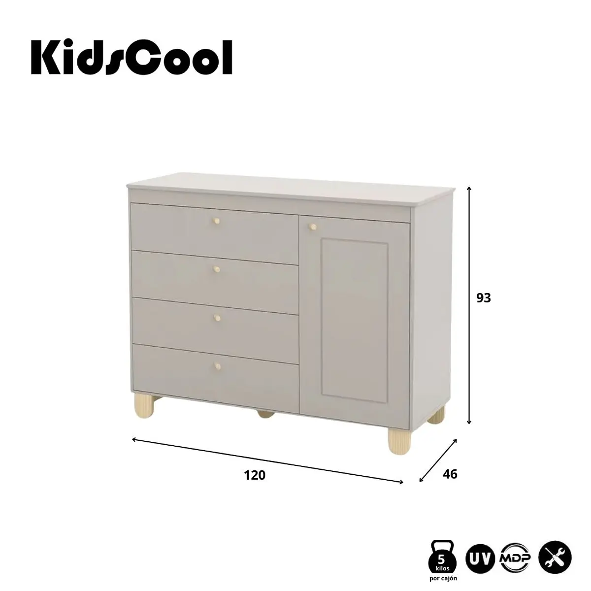 Comoda Con Puerta Zupi Gris