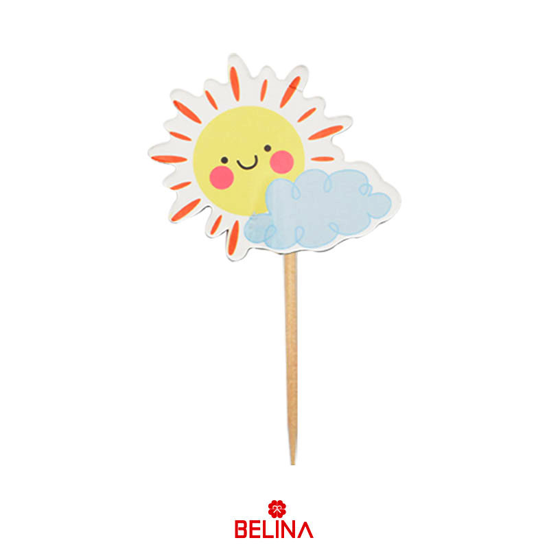 Topper Sol Con Nubes 12 Piezas 8,5cm - Belina Cotillón