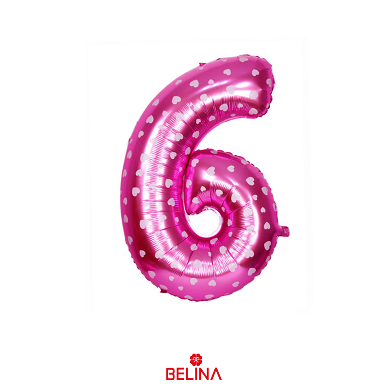 Globo Número 6 Rosa 16 Pulgadas - Belina Cotillón