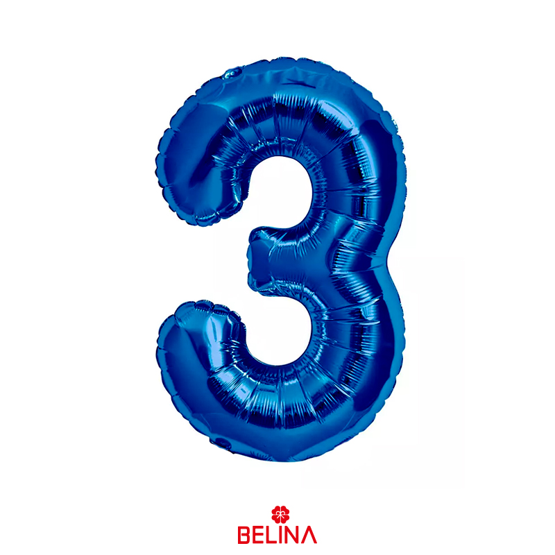 Globo Número 3 Azul 40 Pulgadas - Belina Cotillón
