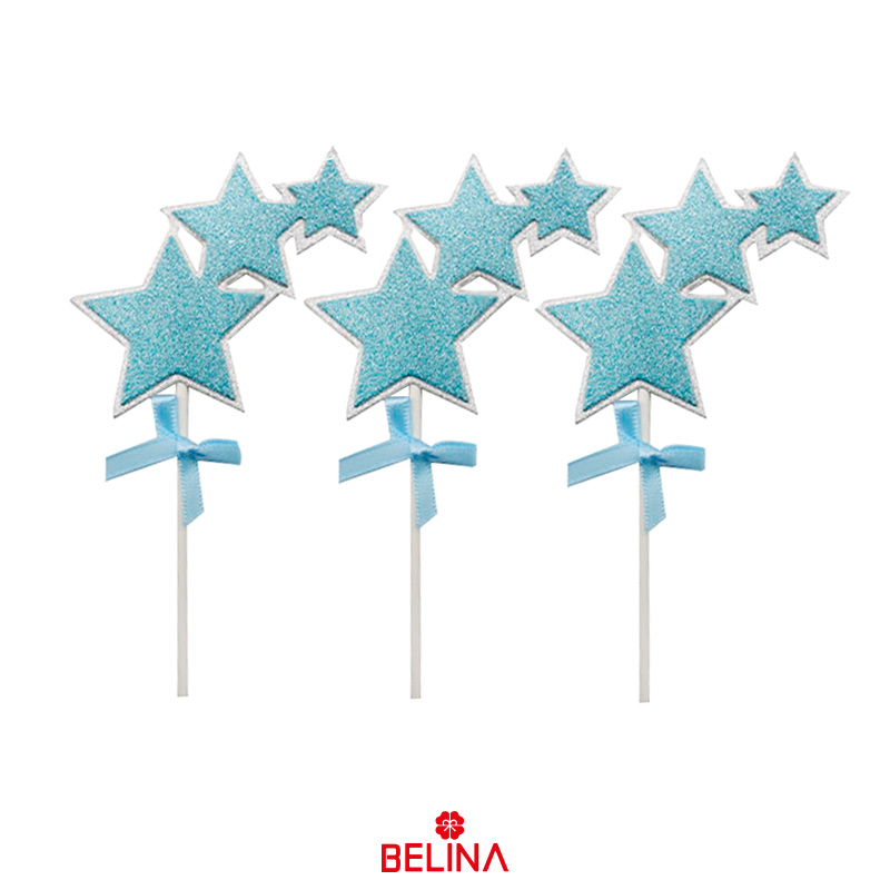 Topper De Estrella Azul 3pcs 8x15cm - Belina Cotillón