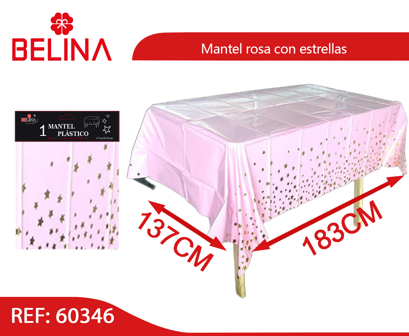 Mantel rosa con estrellas – Belina Cotillón