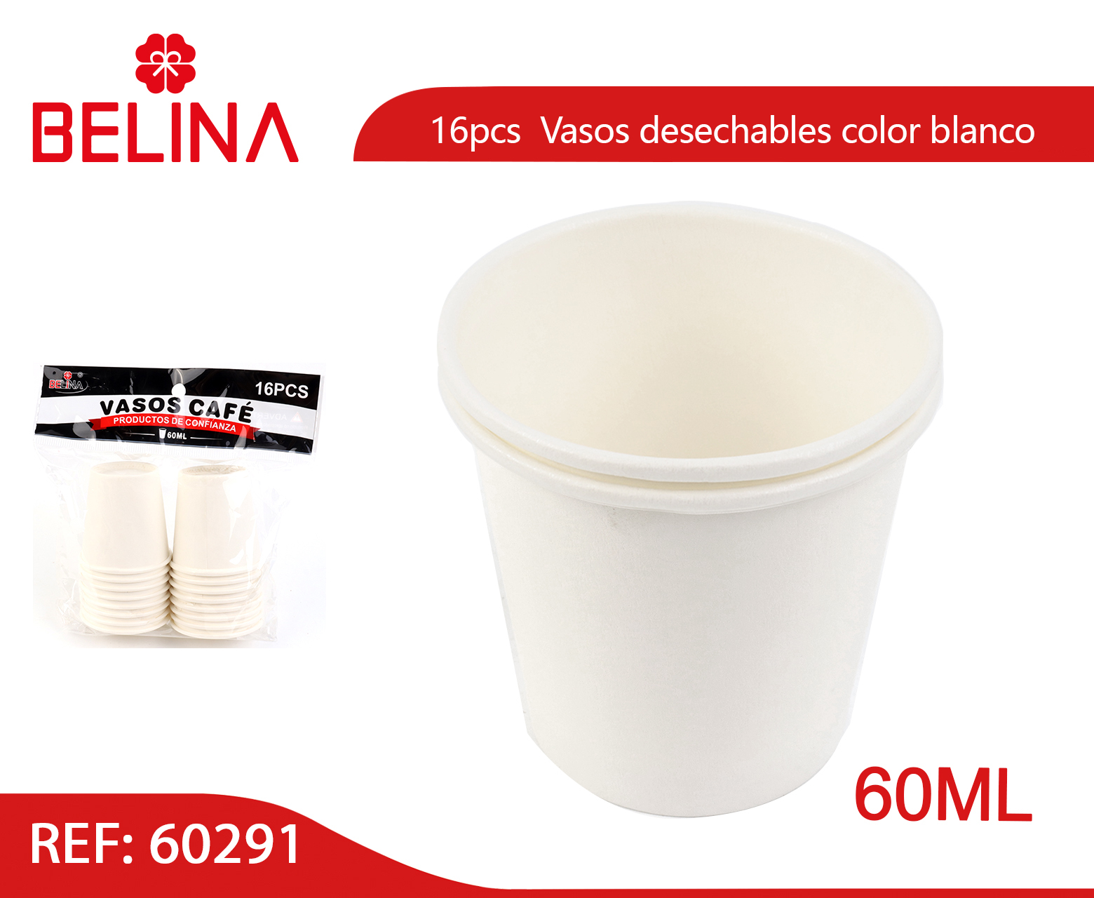 Vasos desechables 16pcs - Belina Cotillón
