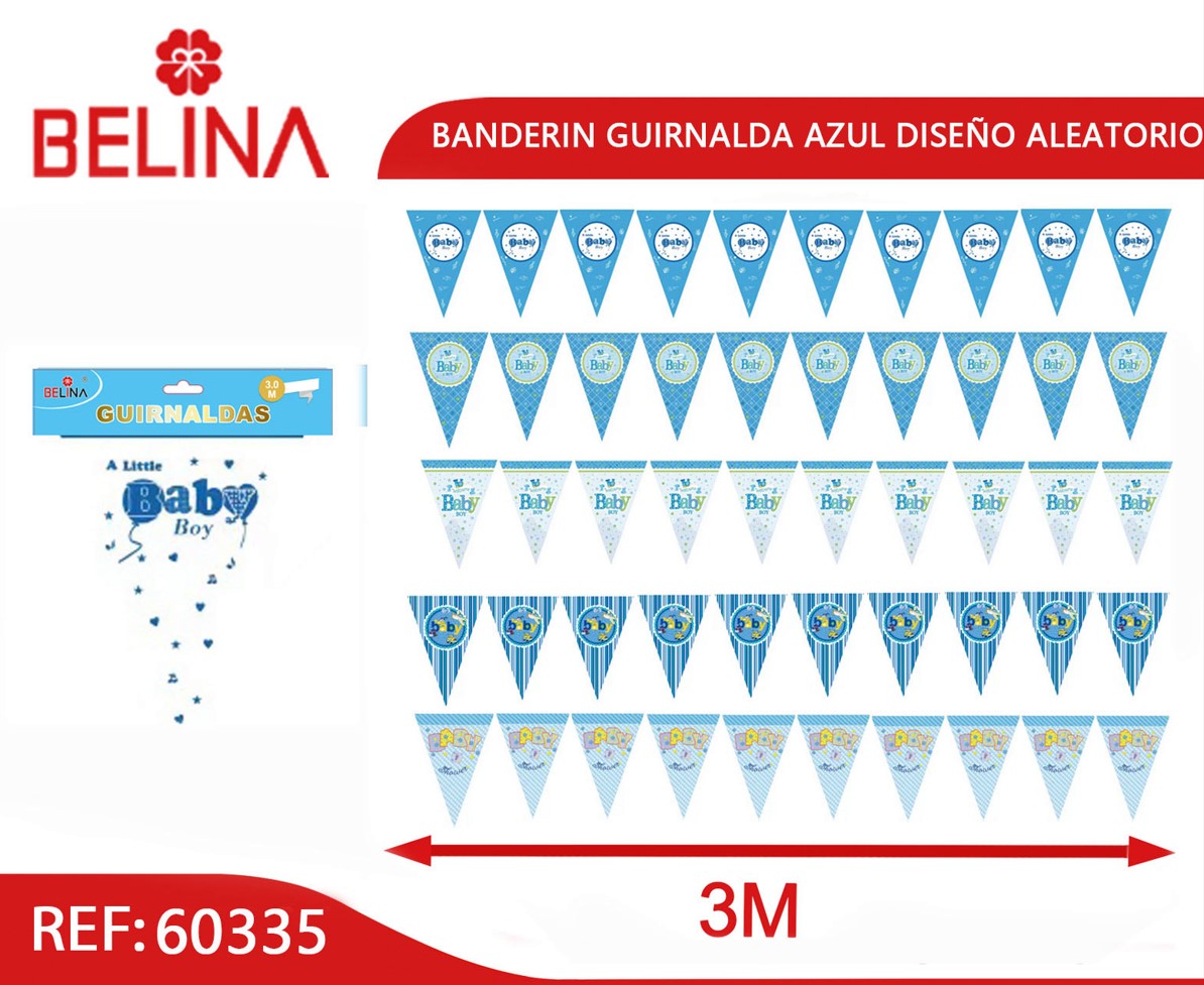 Banderín bebe azul 3m - Belina Cotillón