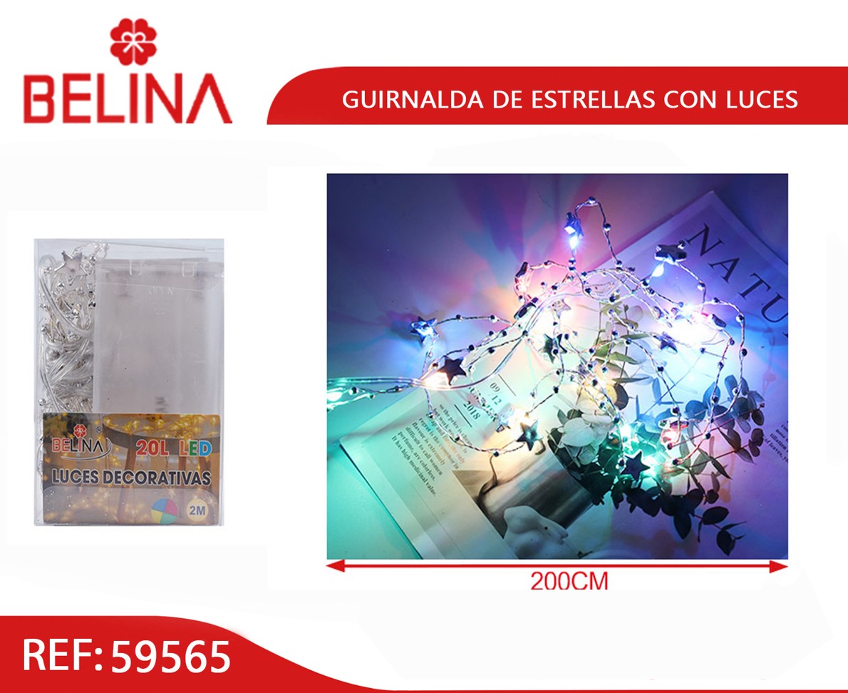 Guirnalda De Luces De Estrella 2m - Belina Cotillón