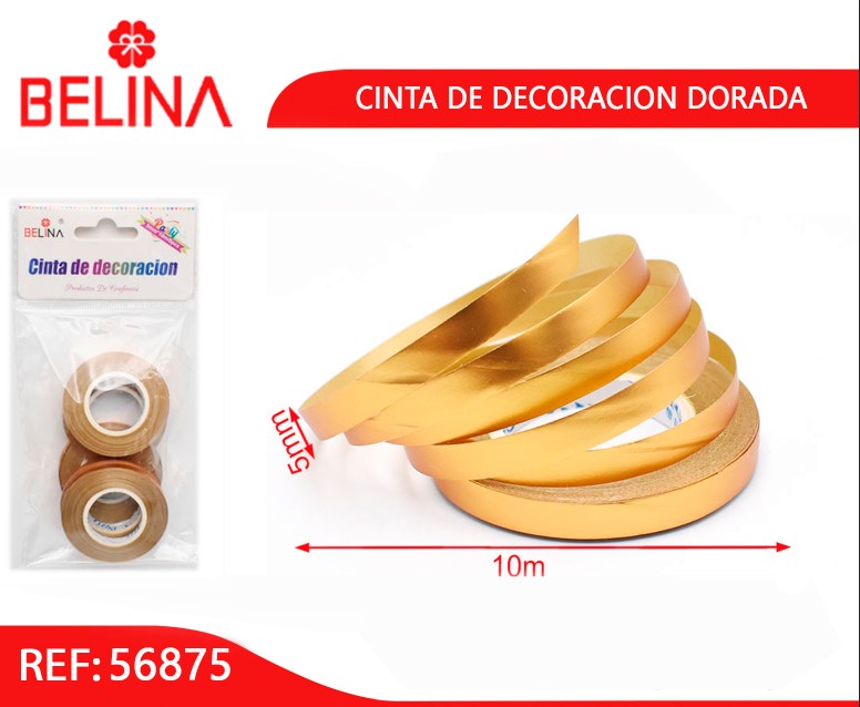 Cinta Metalizada Dorado Mate 5mmx10m 6pcs - Belina Cotillón