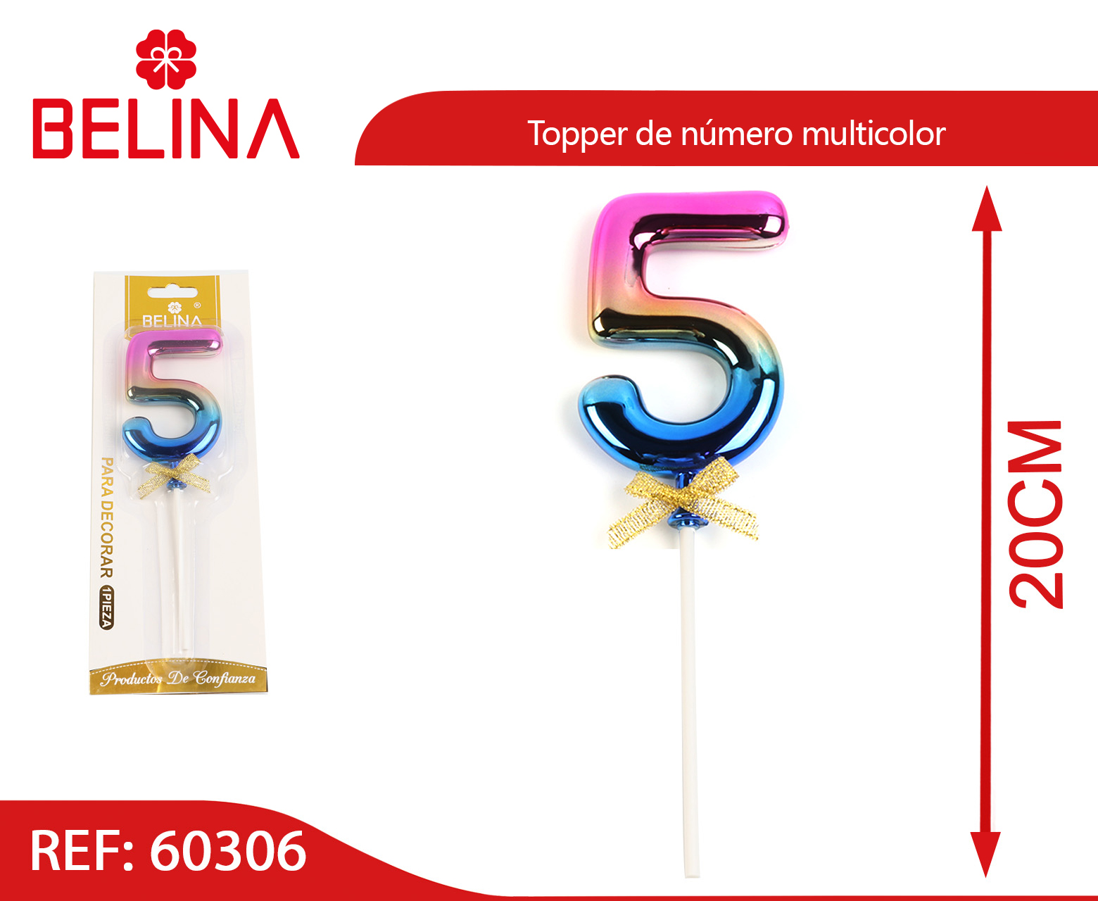 Topper número 5 multicolor