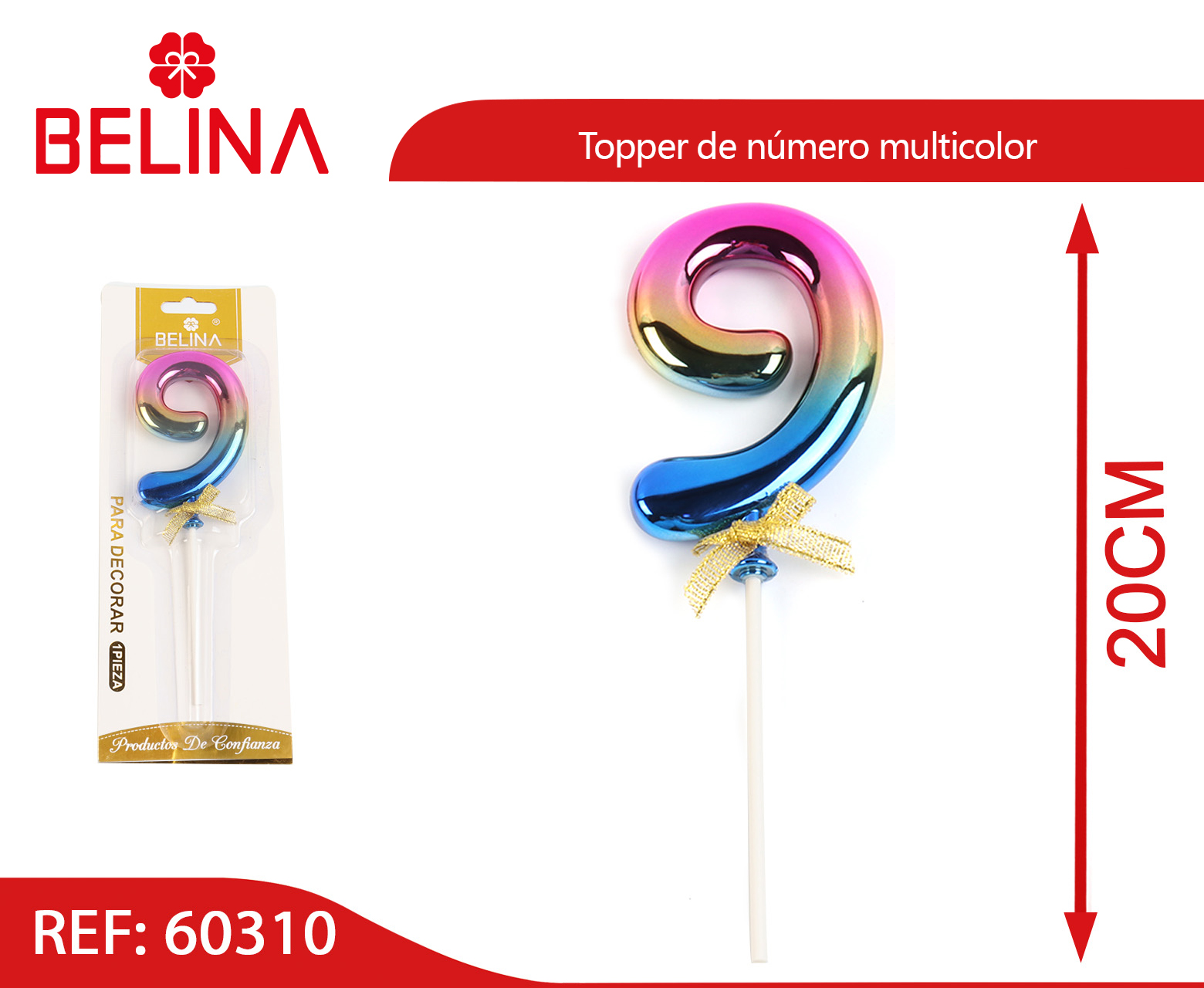 Topper número 9 multicolor