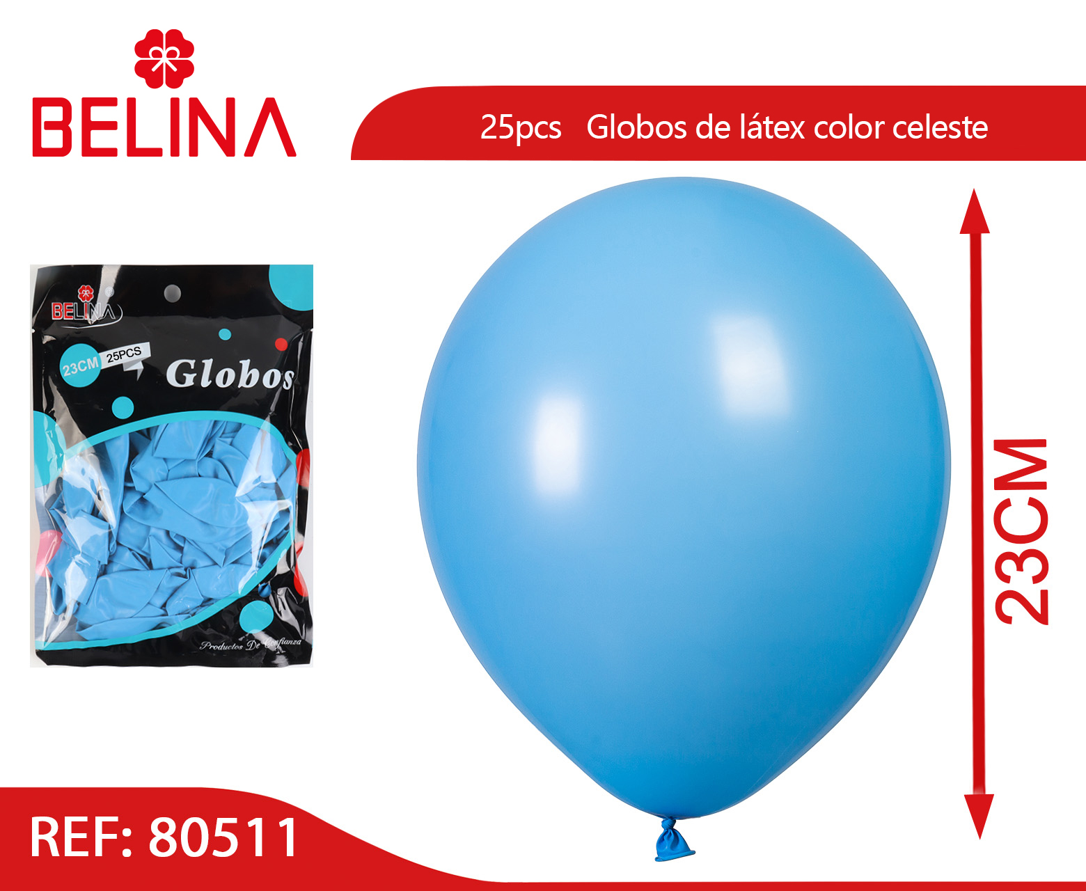 Globos de látex azul claro mate – Belina Cotillón