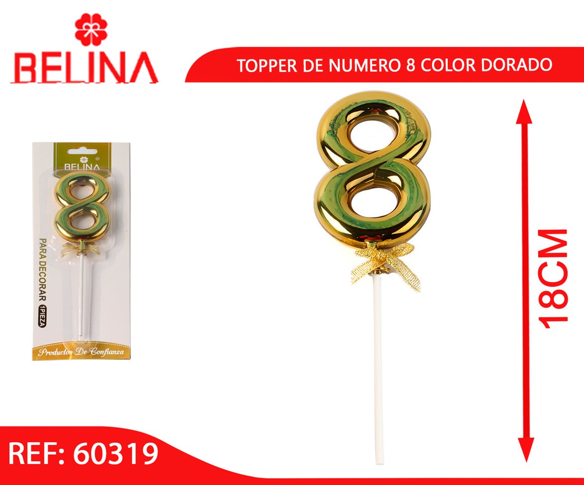 Topper numero 8 dorado - Belina Cotillon
