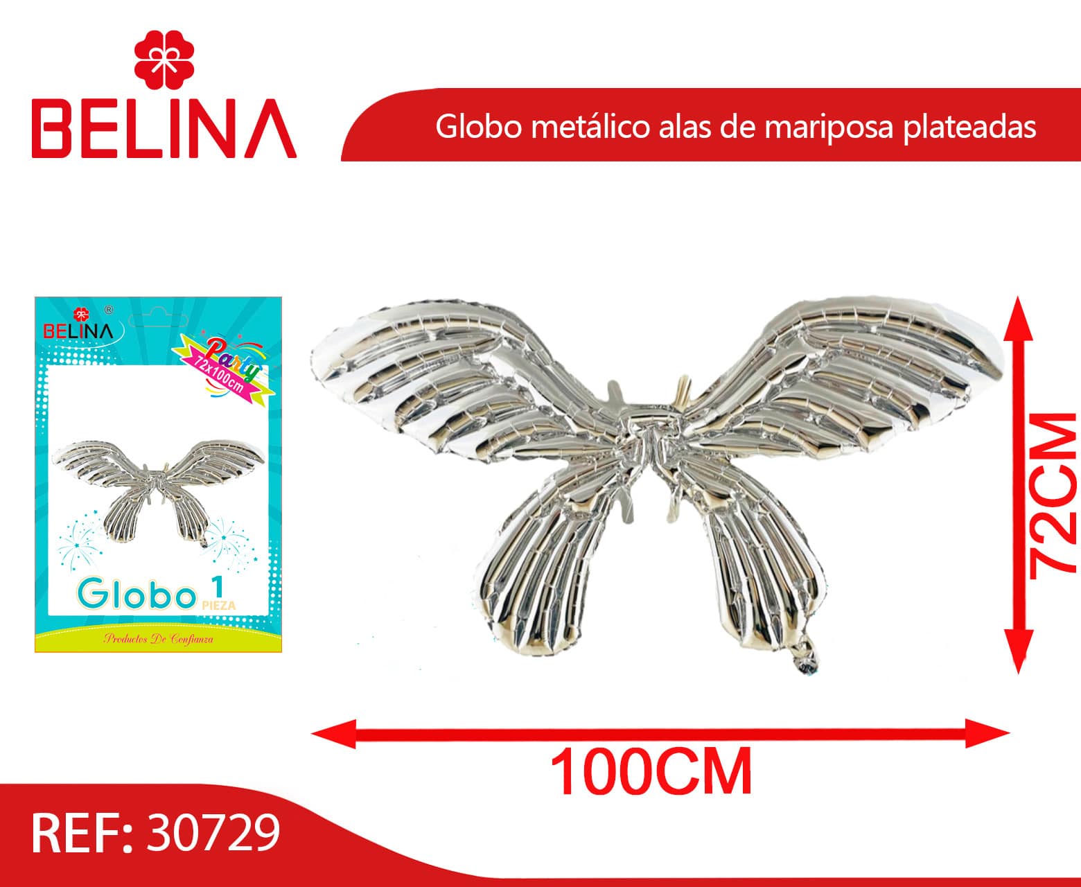 Globo alas de mariposa plateadas - Belina Cotillón