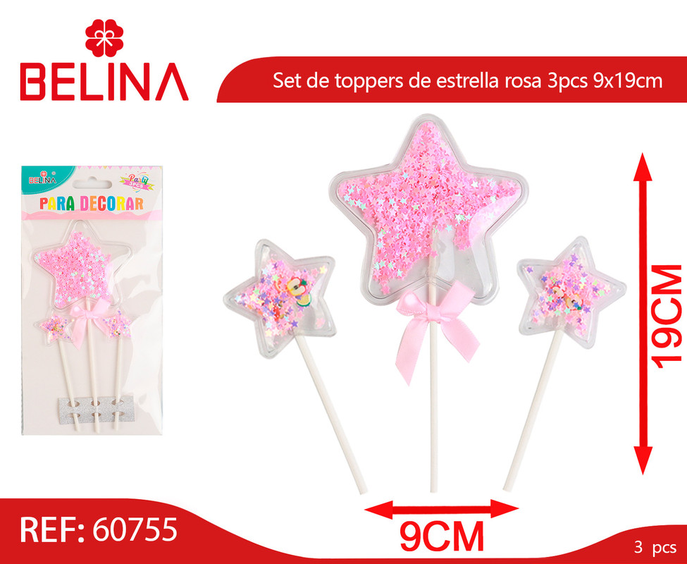 Set de toppers de estrella rosa - Belina Cotillón