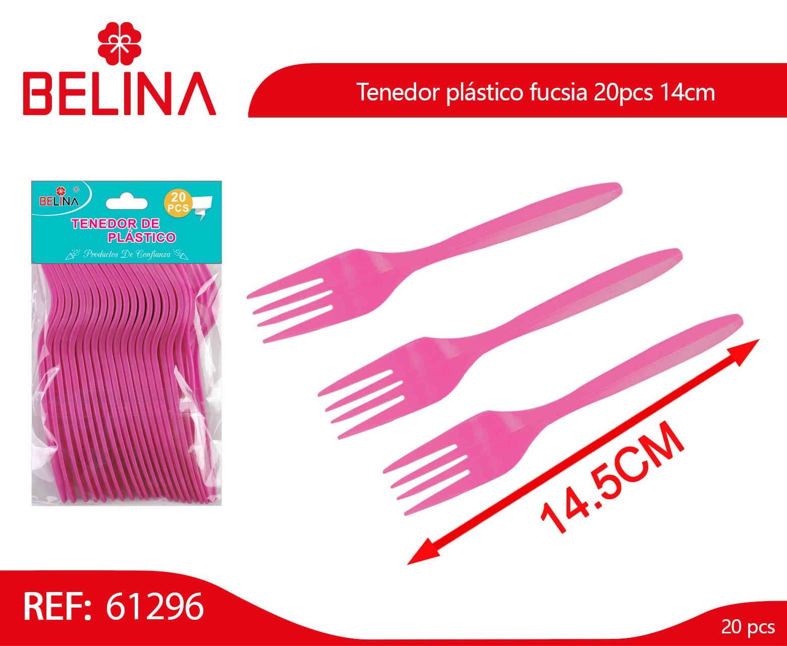 Tenedor plástico morado 20pcs - Belina Cotillon