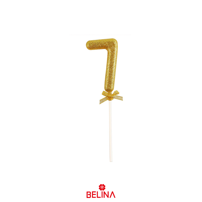 Topper numero 8 glitter dorado - Belina Cotillón