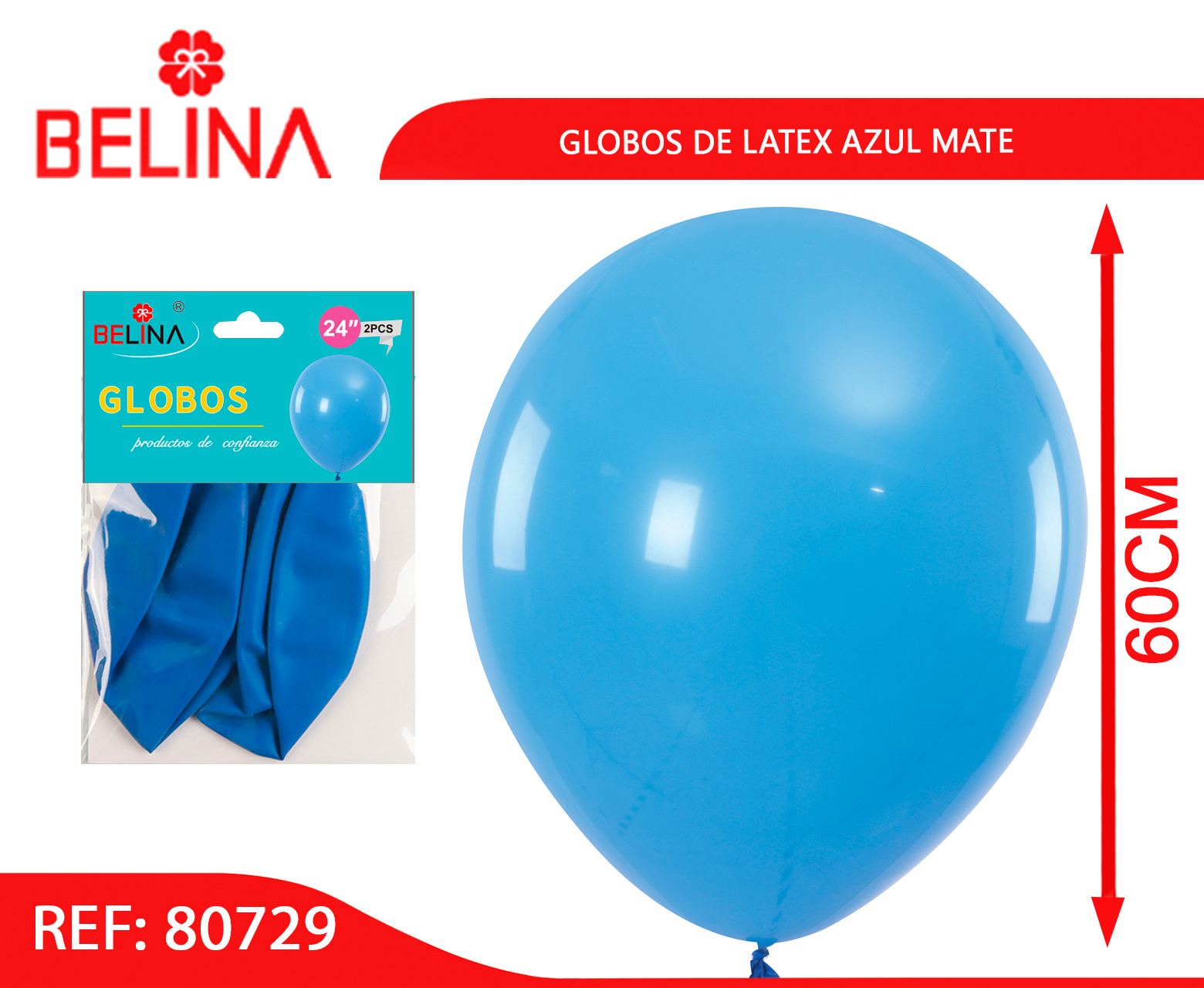 Globos de látex azul mate 2pcs - Belina Cotillon