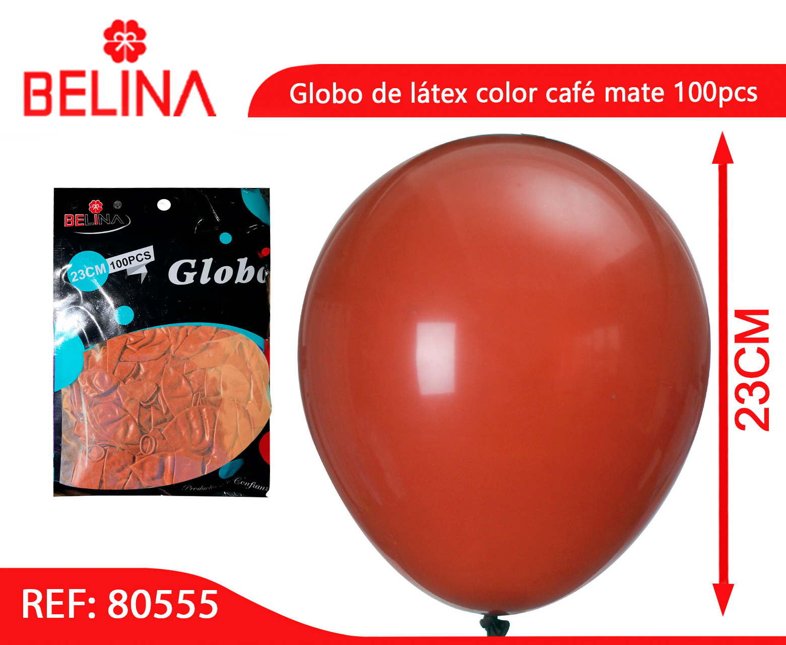 Globo de látex color café - Belina Cotillón